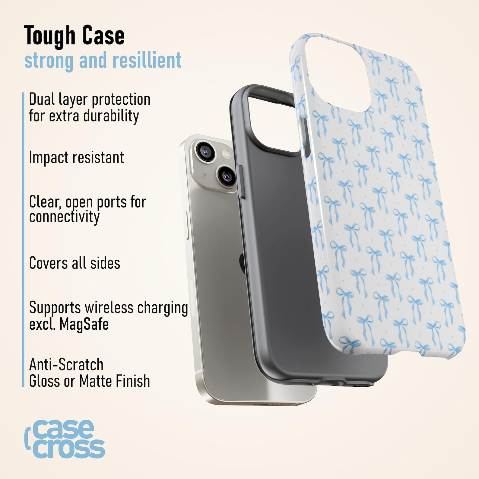 Blue Bows iPhone Case: Coquette Magsafe Compatible - Etsy