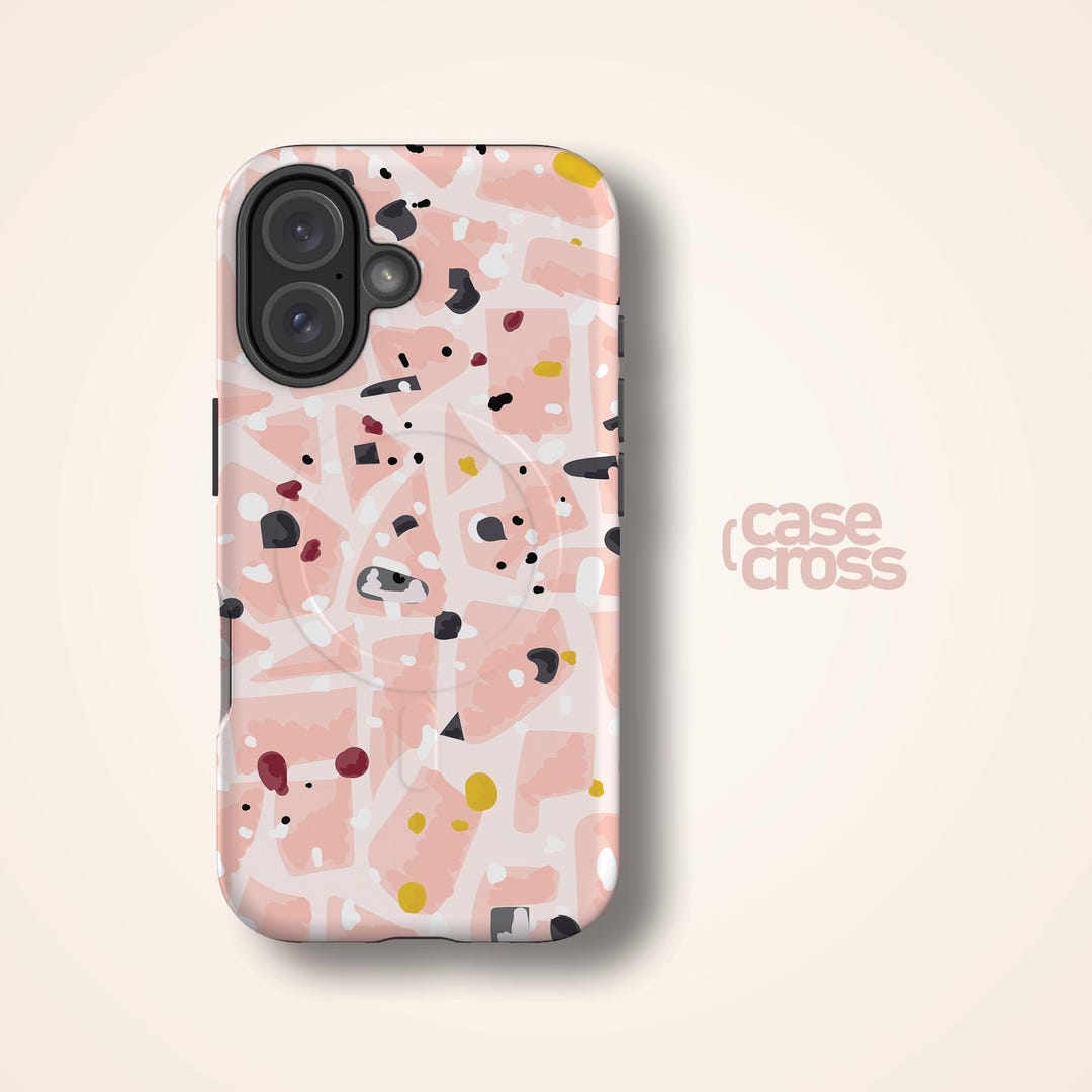 PINK ABSTRACT TERRAZZO Magsafe iPhone Case | iPhone 16 15 14 13 12 11 ...
