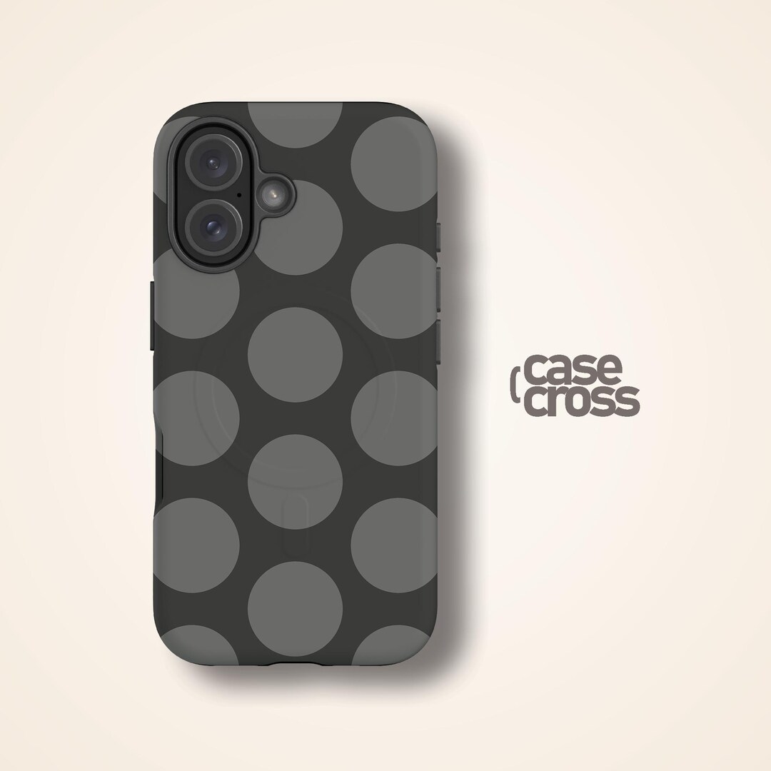 GRAY POLKA DOT on Grey Magsafe iPhone Case | iPhone 16 15 14 13 12 11 ...