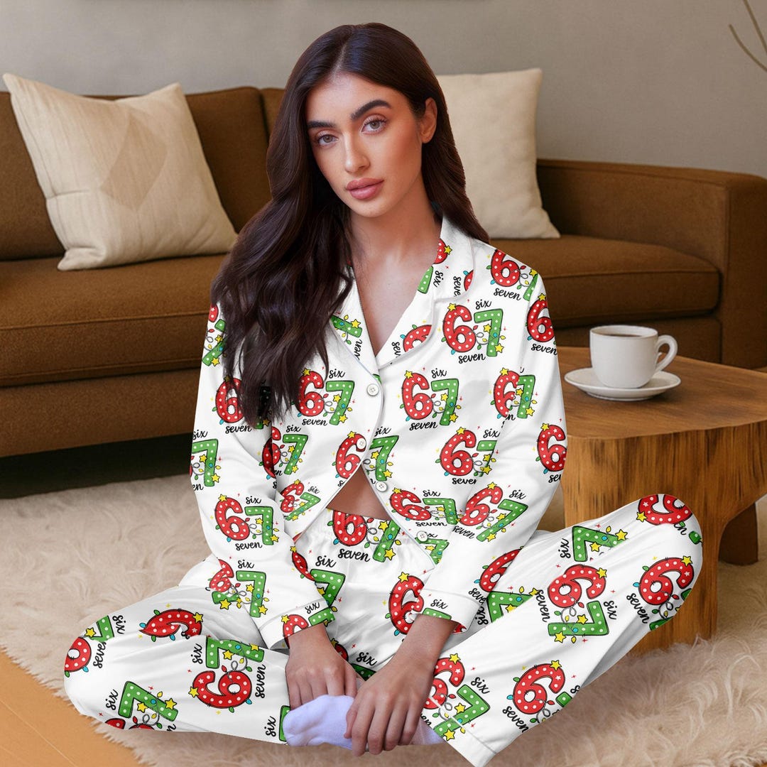 Six Seven Christmas Pajamas, Funny Xmas Pajama Set, Number Print ...