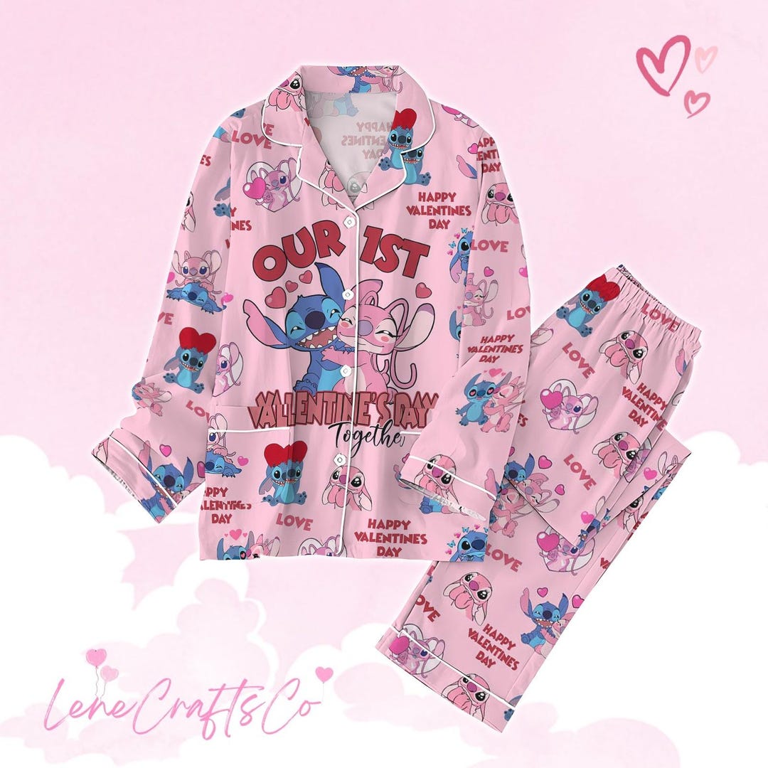 Stitch and Angel Pajamas, Stitch Valentine Pajamas Set, Our First ...