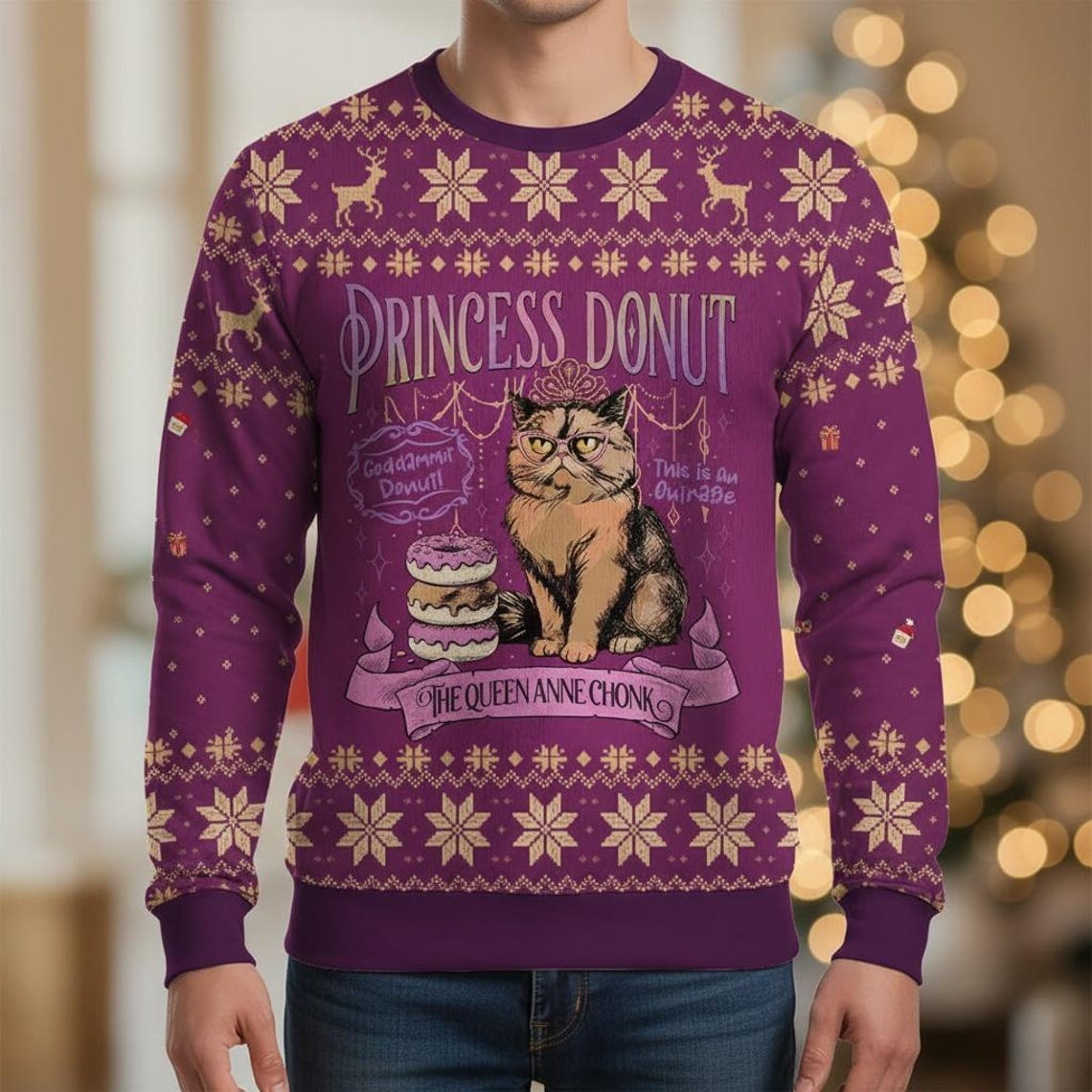 Princess Donut and Mongo Ugly Sweater, Mongo and Donut Sweater ...