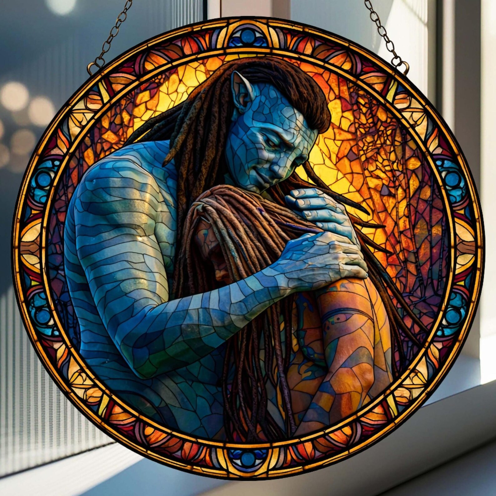 Jack and Spider Avatar Stained Glass Suncatcher, Na’vi Window Hanging ...