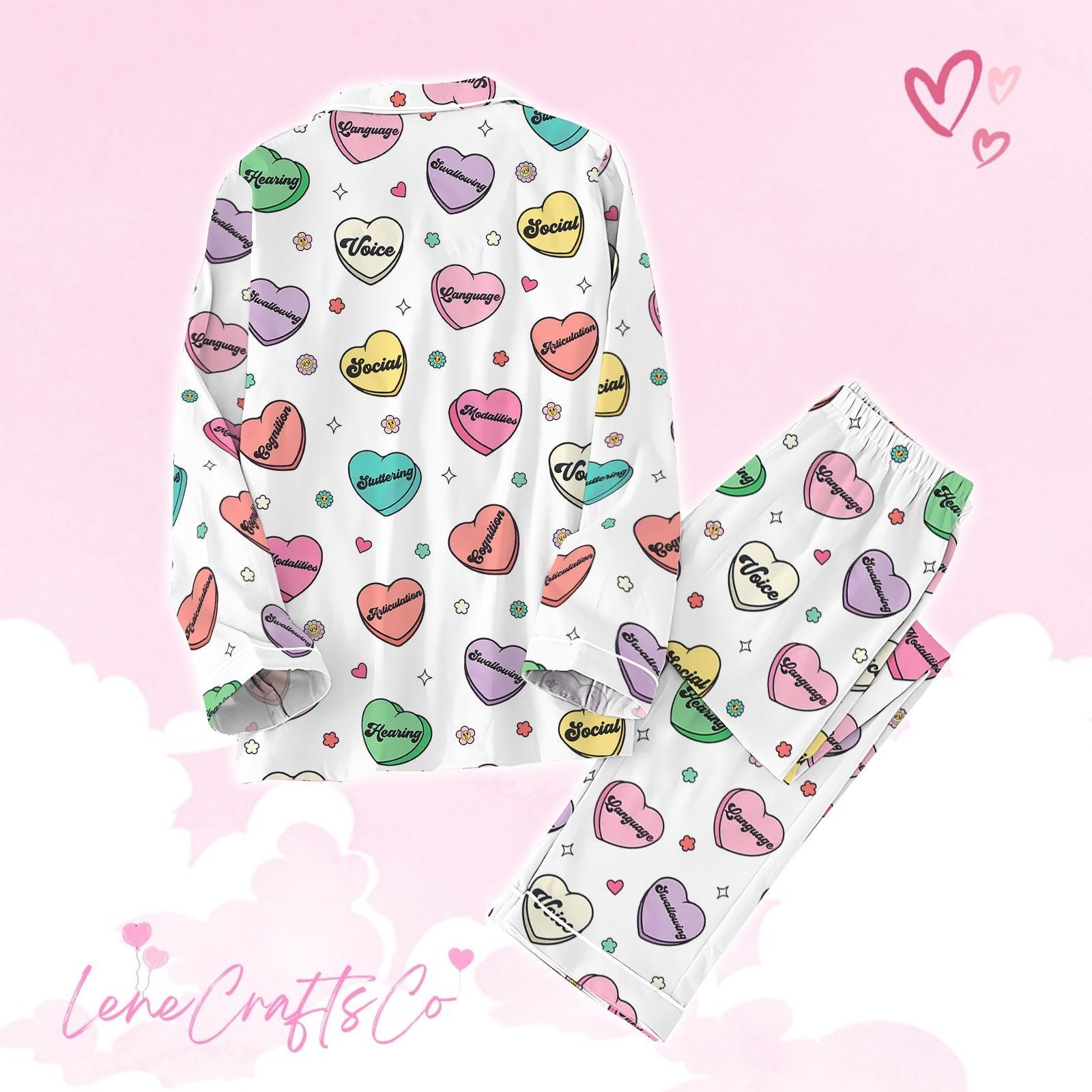 Valentine Candy Pajamas, Colorful Candy Pajamas Set, Candy Heart ...