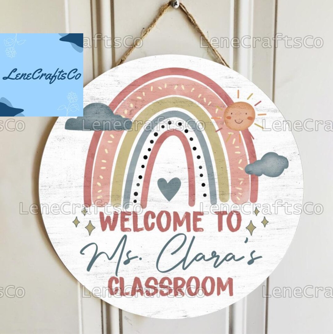Personalized Name Welcome Teacher Door Sign, Kindergarten Teacher ...