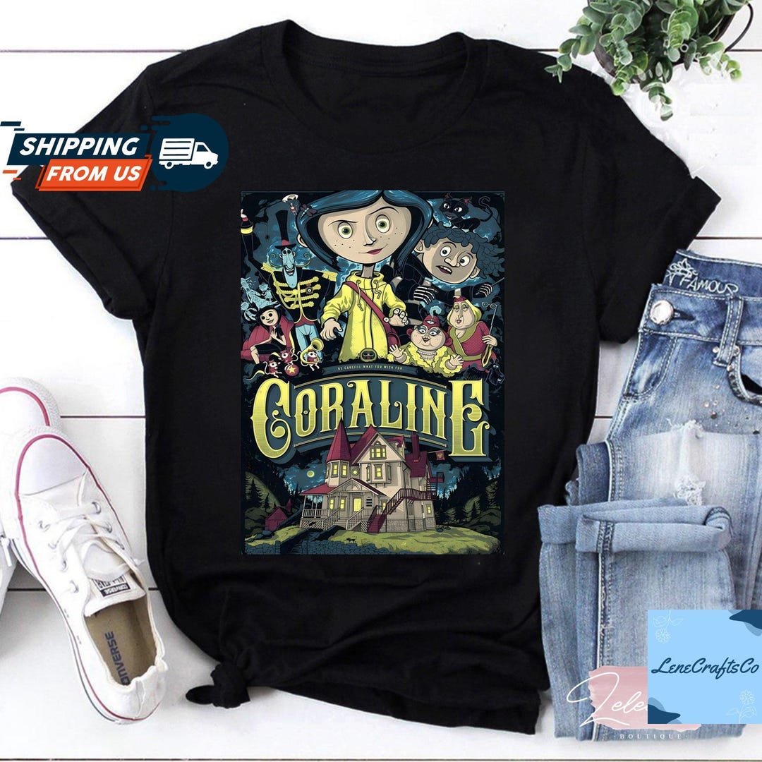 Halloween Coraline Tshirt, Horror Cartoon Shirt, Creepy Character Tee ...