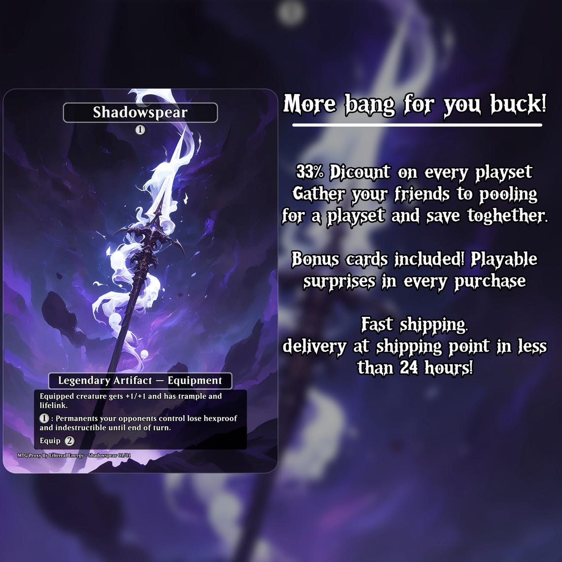 Shadowspear MTG Card Single Card Custom Dark Fantasy Art Series New High Quality Cards for Your ...