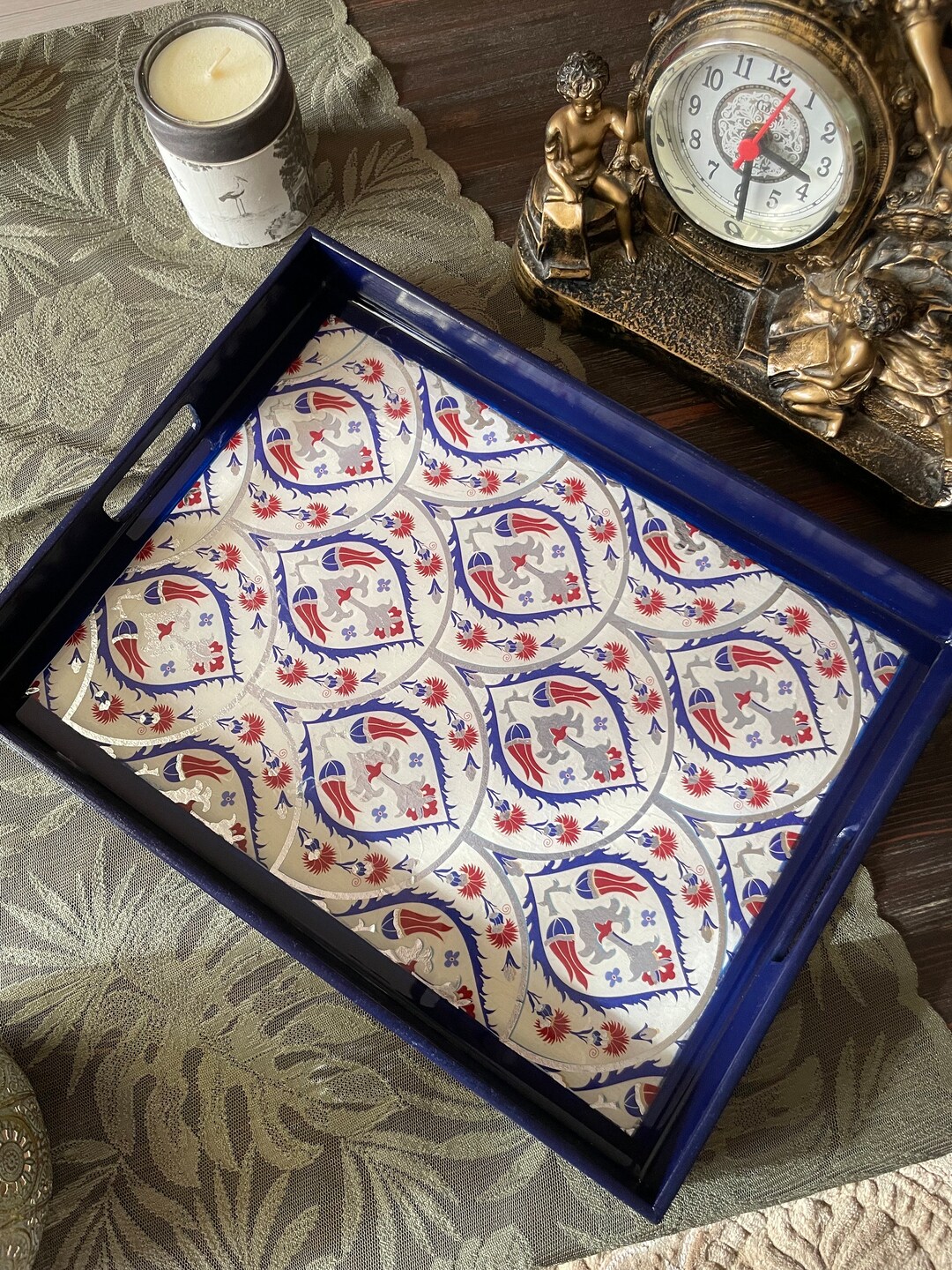 Wooden Serving Tray With Handles | Tray With Handles | Ottoman Tray ...