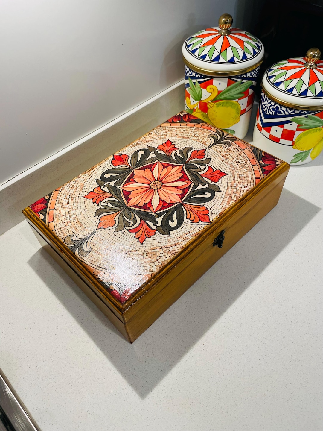 Wooden Tea Box With Personalization | Handmade Ottoman Tea Organizer ...