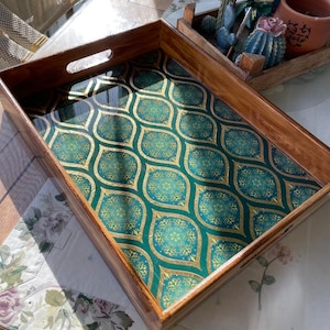 Wooden Serving Tray With Handles | Tray With Handles | Ottoman Tray ...
