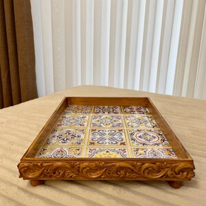 Wooden Tray With Handles | Serving Tray Handles | Ottoman Tray With ...