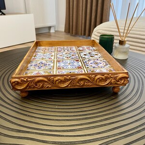 Wooden Tray With Handles | Serving Tray Handles | Ottoman Tray With ...