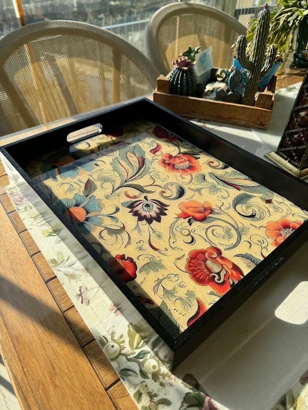 Handmade Tray With Handles Decorative Serving Tray With Handle Ottoman ...