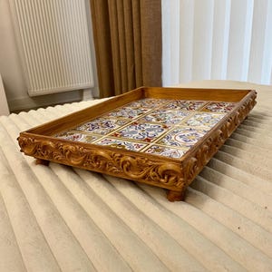 Wooden Tray With Handles | Serving Tray Handles | Ottoman Tray With ...