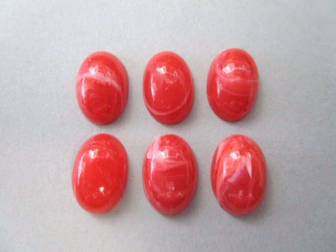 14x10mm Oval Red Orange Marble Vintage Lucite Cabochon 10pc - Etsy
