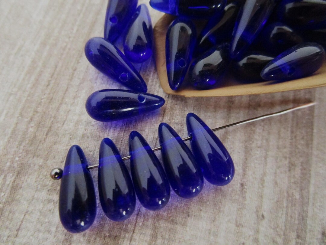 5x12mm Teardrop Cobalt Blue Czech Drop Glass Beads 25pc - Etsy