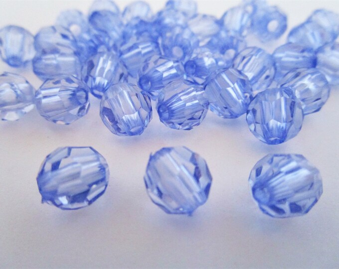 8mm Faceted Round Transparent Blue Acrylic Beads 50pc - Etsy