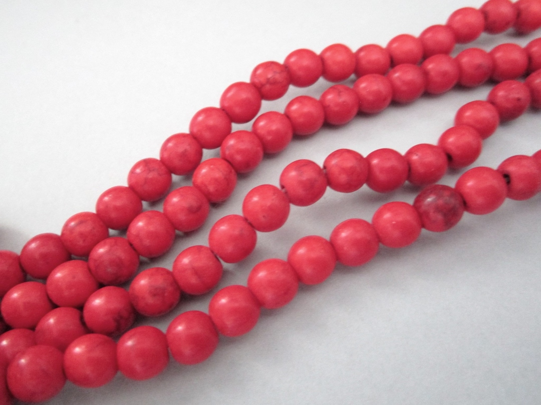 6mm Round Red Howlite Gemstone Beads 65pc - Etsy