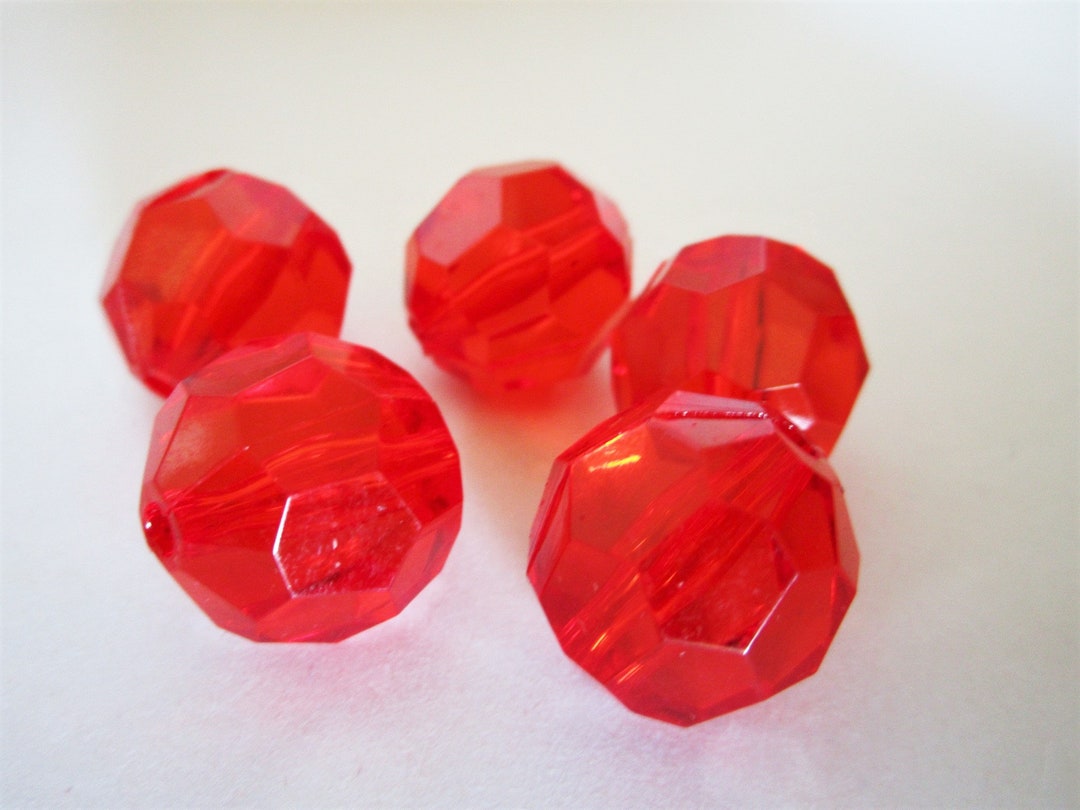 18mm Faceted Round Transparent Red Acrylic Beads 8pc - Etsy
