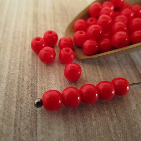 Red Czech Beads - Etsy