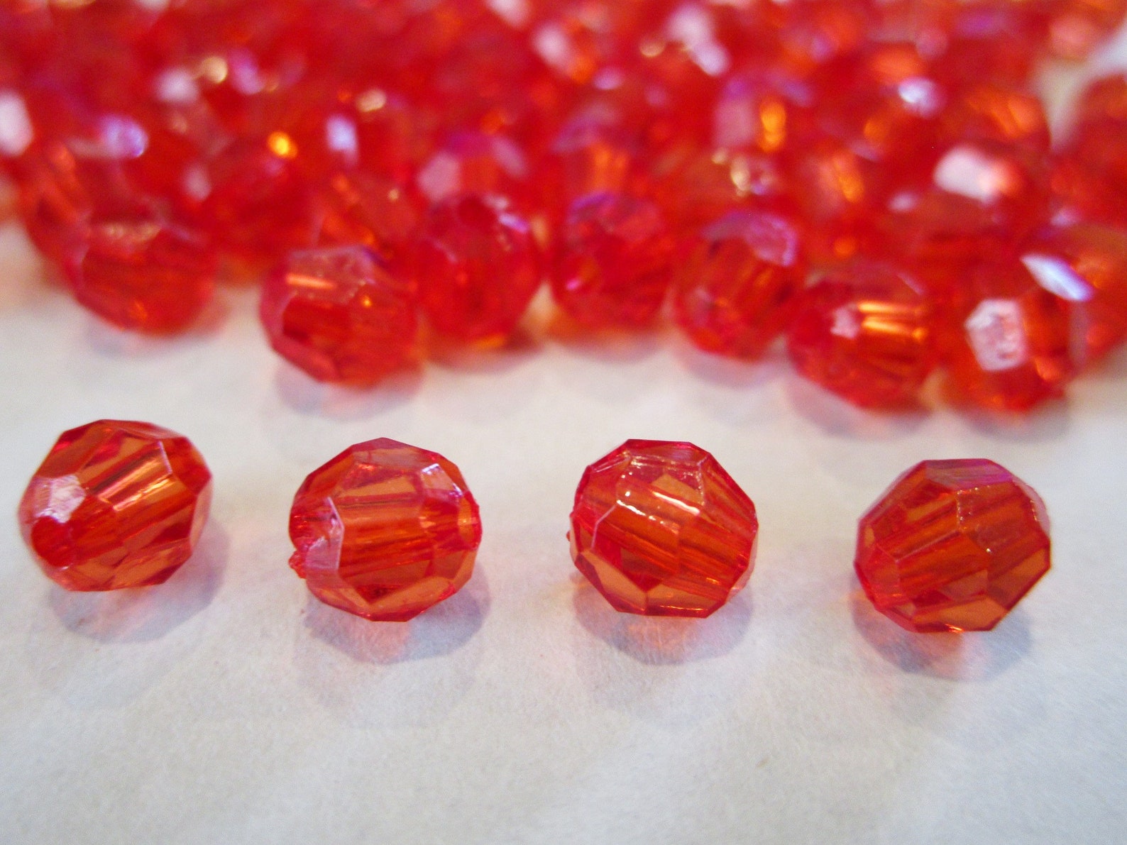 6mm Faceted Round Transparent Red Acrylic Beads 100pc | Etsy