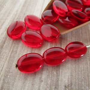 12x9mm Flat Oval Siam Red Czech Glass Beads 20pc - Etsy