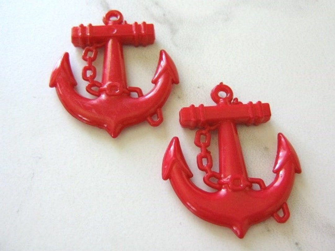 Colgantes de ancla de 45 mm Acrílico Opaco Rojo Náutico Marinero ...