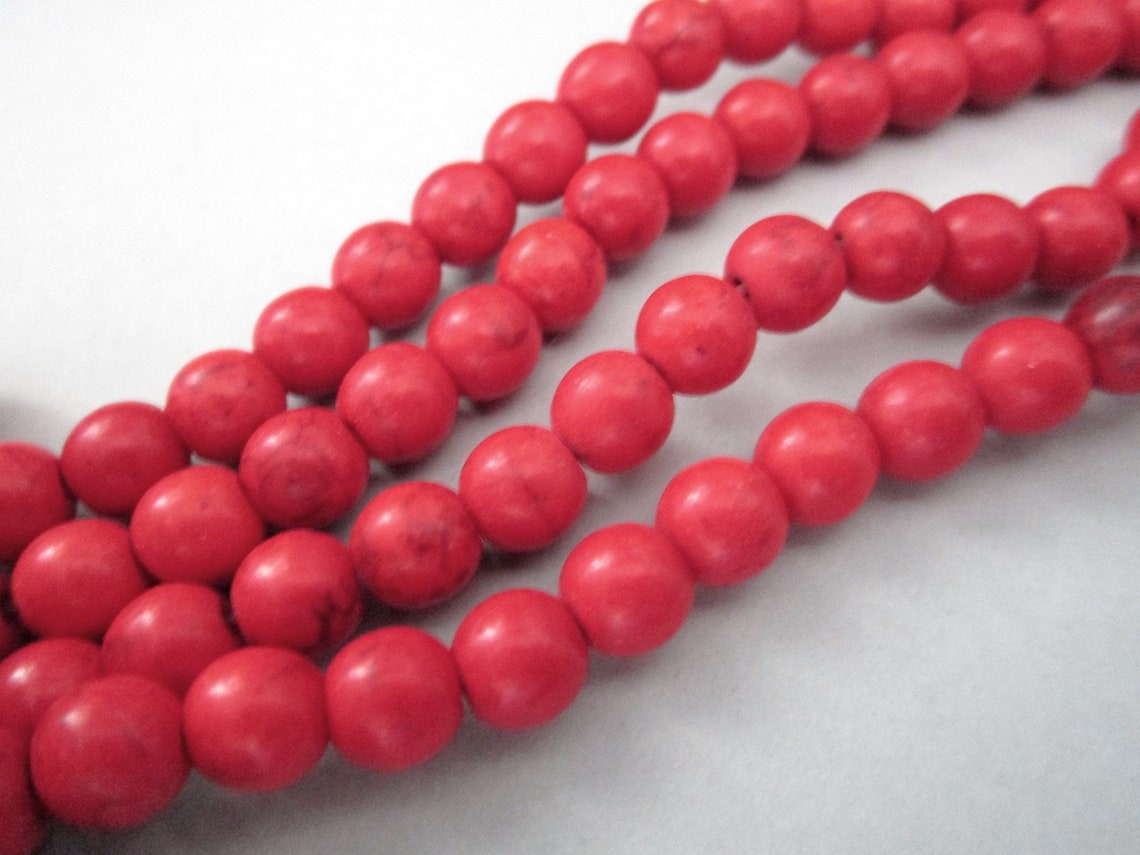 6mm Round Red Howlite Gemstone Beads 65pc - Etsy