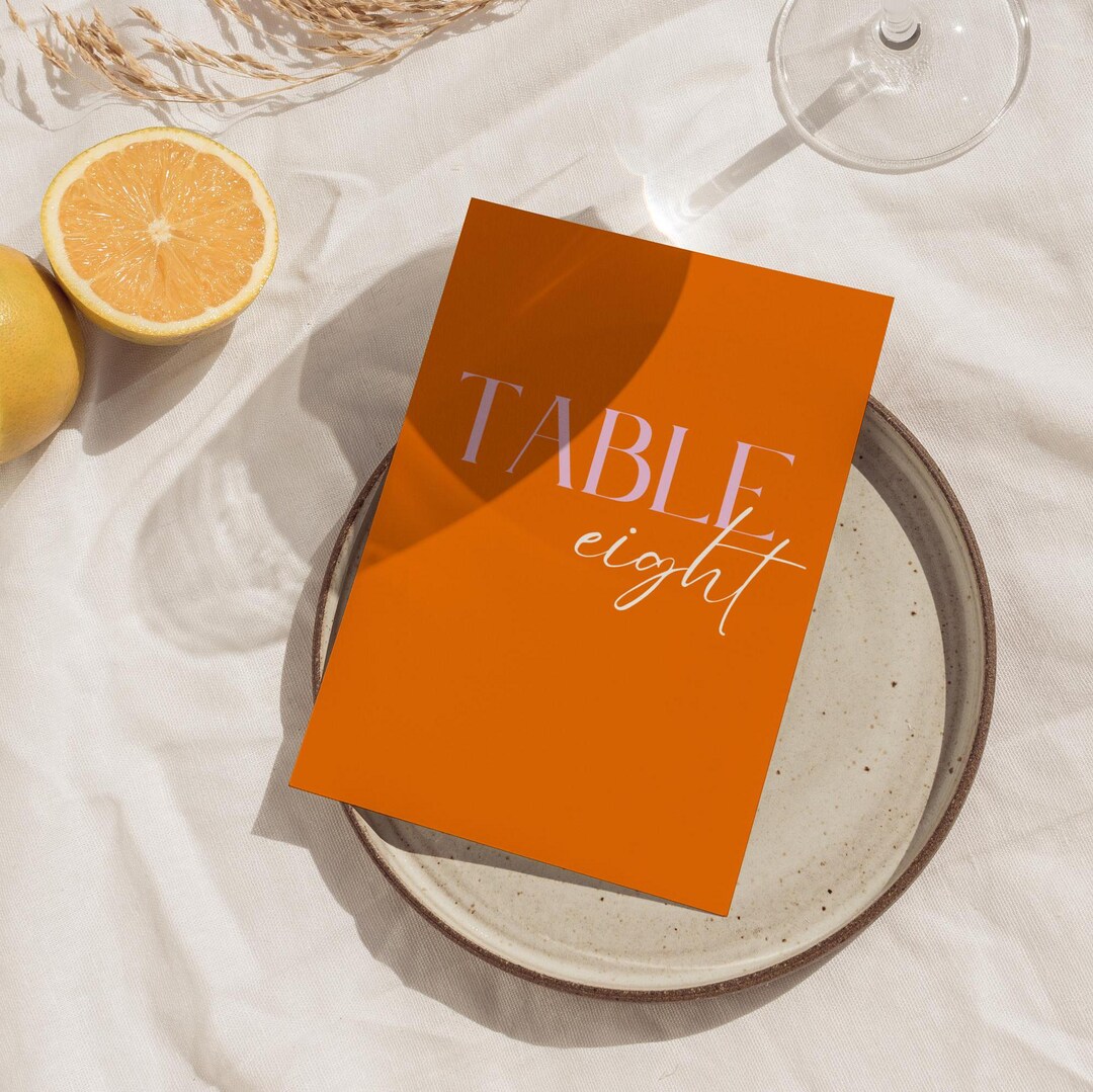 Colorful Retro Bold Beach Table Number Sign, Event Table Sign, Wedding ...