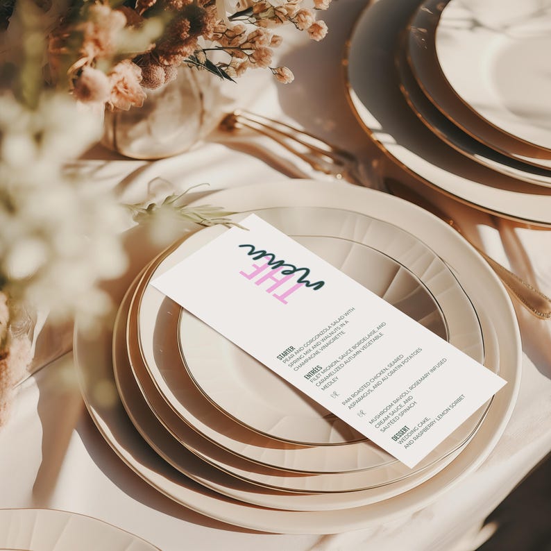 Retro Wedding Dinner Menu Template • Colorful Hand-drawn Design ...