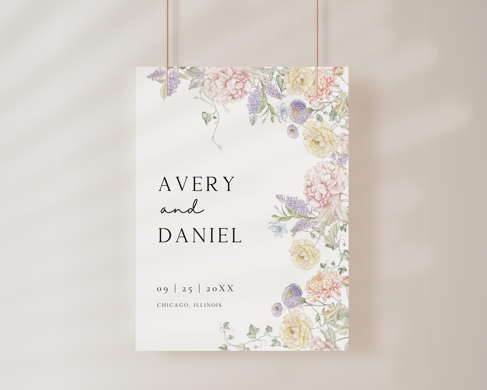 Editable Wildflower Wedding Welcome Sign, Floral Wedding Garden ...