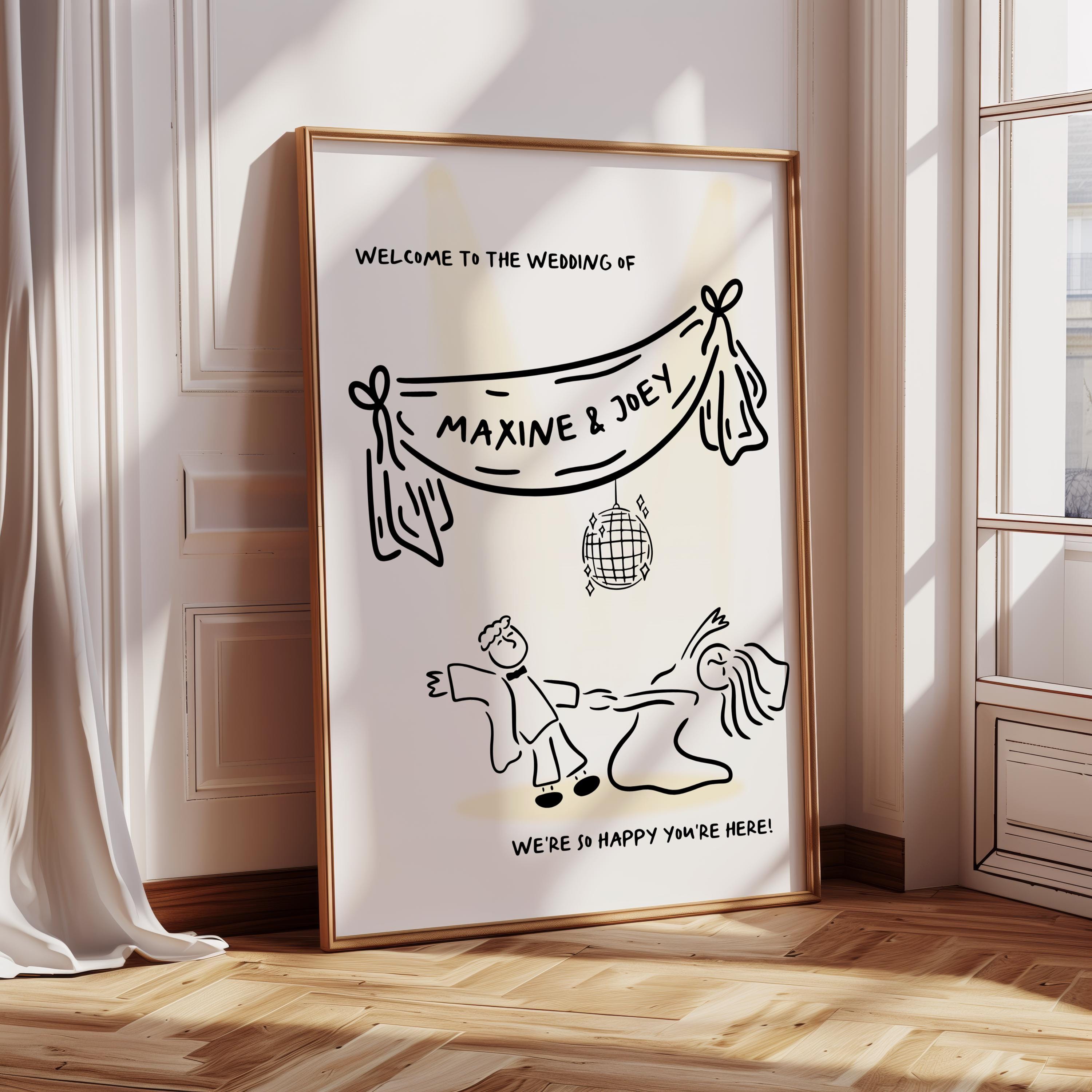 Disco Wedding Welcome Sign, Hand-drawn Wedding Welcome, Wedding Welcome ...