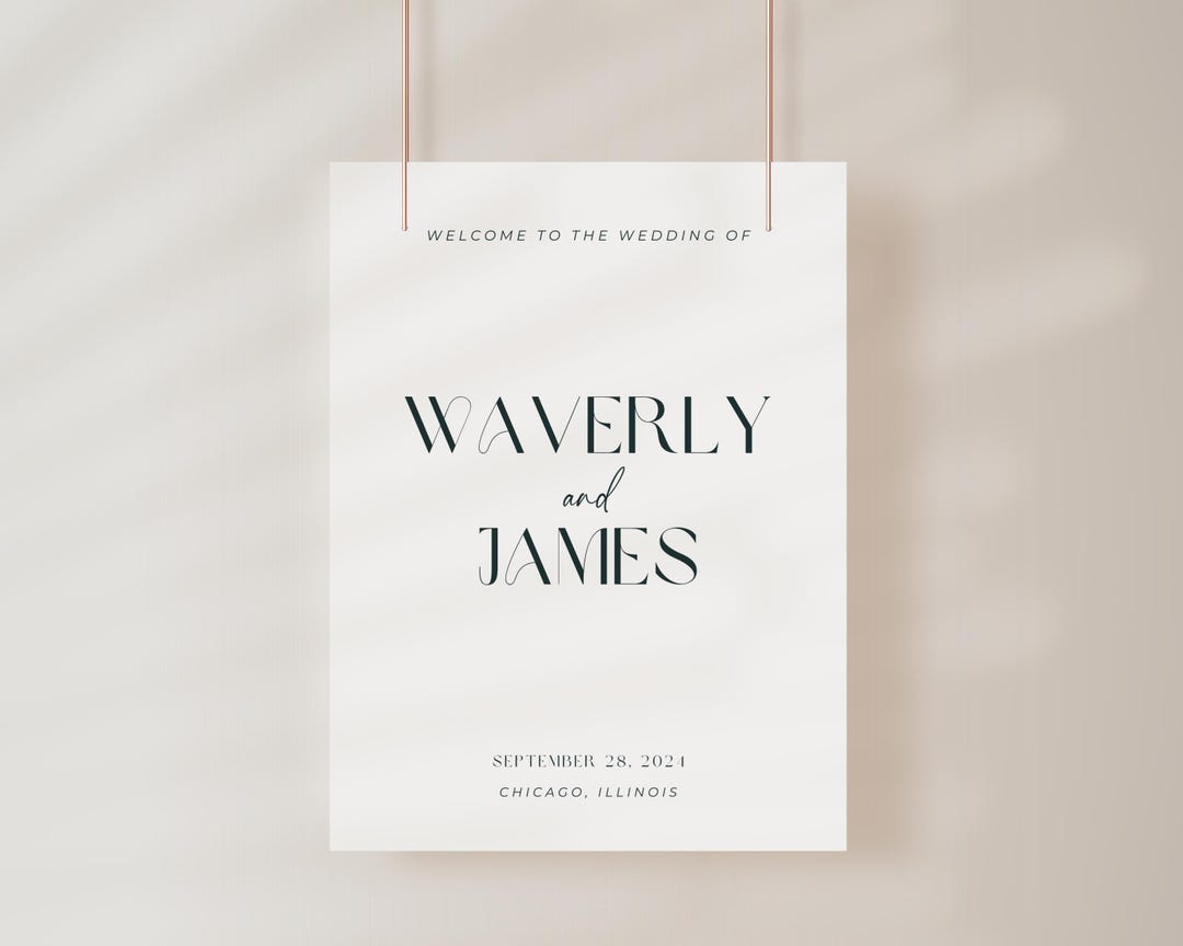 Elegant Wedding Welcome Sign, Minimalist Template (editable Canva ...