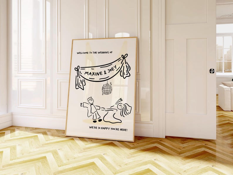 Disco Wedding Welcome Sign, Hand-drawn Wedding Welcome, Wedding Welcome ...
