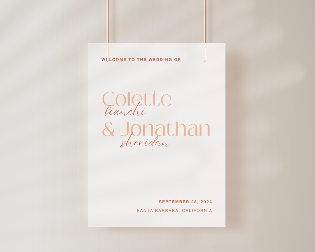 Modern Wedding Welcome Sign Template Colorful Fun Retro Whimsical ...