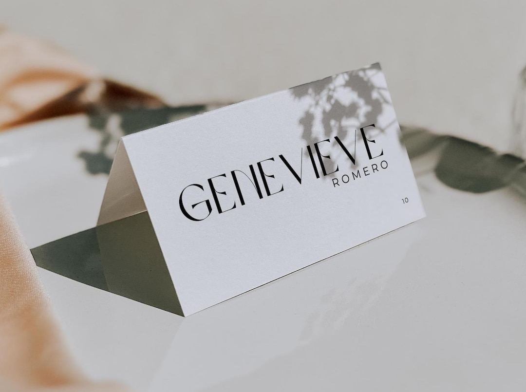 Editorial Chic Place Card Template Elegant Classy Dinner Name Tags ...