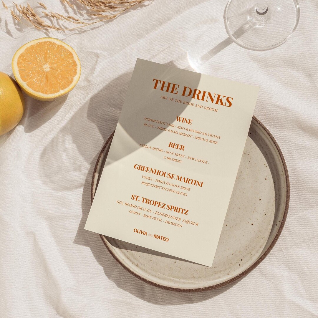 Retro Whimsical Wedding Bar Menu Template • Vintage Colorful Bold ...