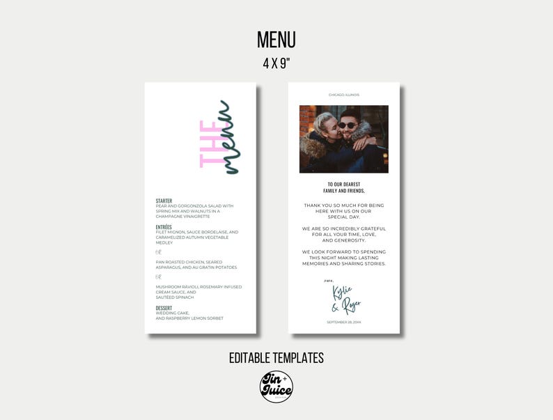 Retro Wedding Dinner Menu Template • Colorful Hand-drawn Design ...