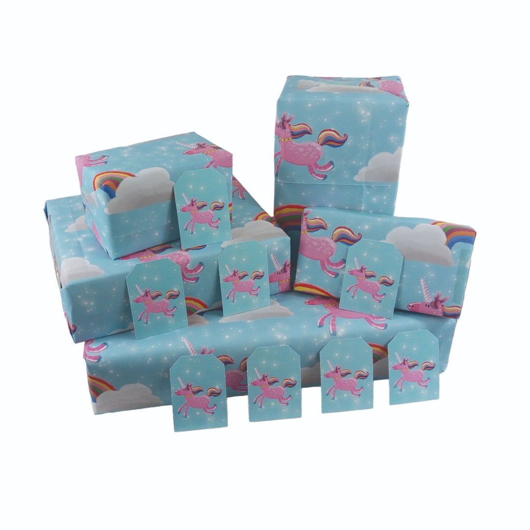 Unicorns and Rainbows Wrapping Paper Sheets X 5, Plus 8 Gift Tags - 100 ...
