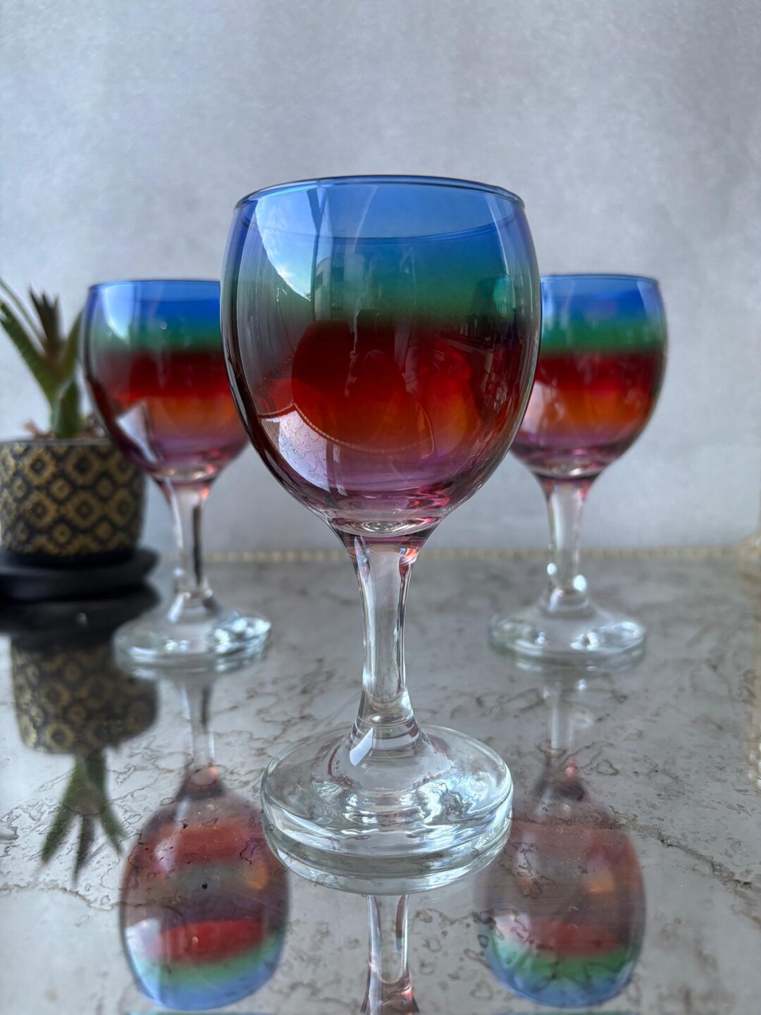 Iridescent Double-walled Wine Glass, 170cc Rainbow Stemless Goblet, Unique Barware Gift - Etsy