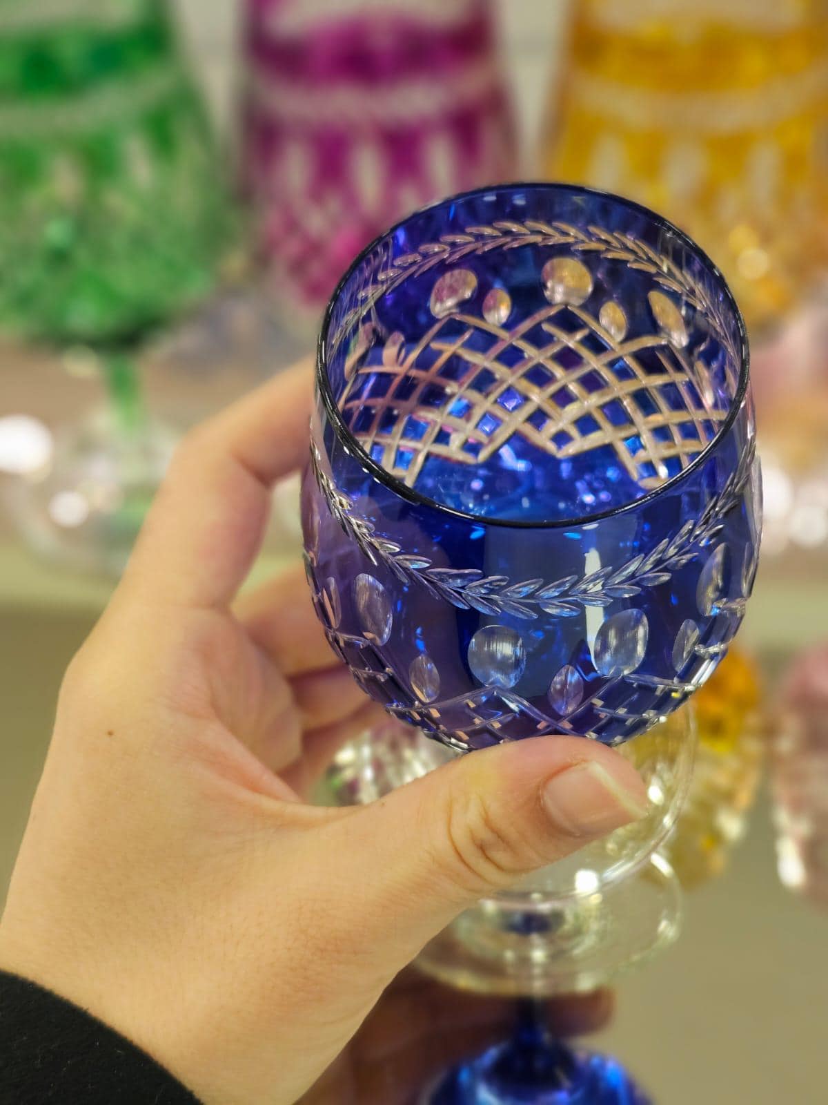 Vintage Multicolor Crystal Goblet Set - Handcrafted Elegant Glassware ...