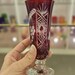 Vintage Bohemian Rona Crystal Wine Glass Hand Painted Etched Red Cut ...