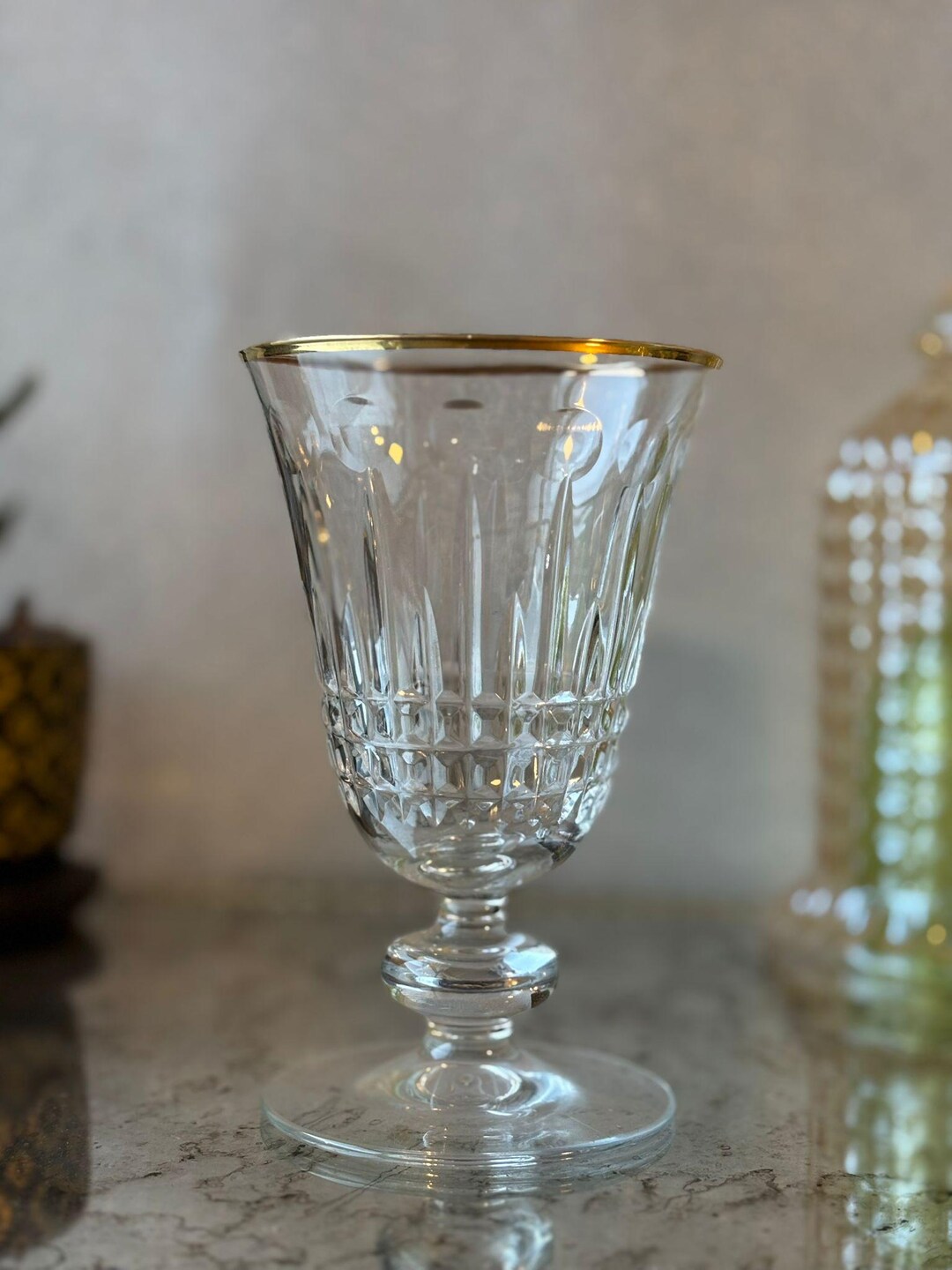 Luxurious Handmade Crystal Wine Glasses With Gold Rim Elegant Sophia ...