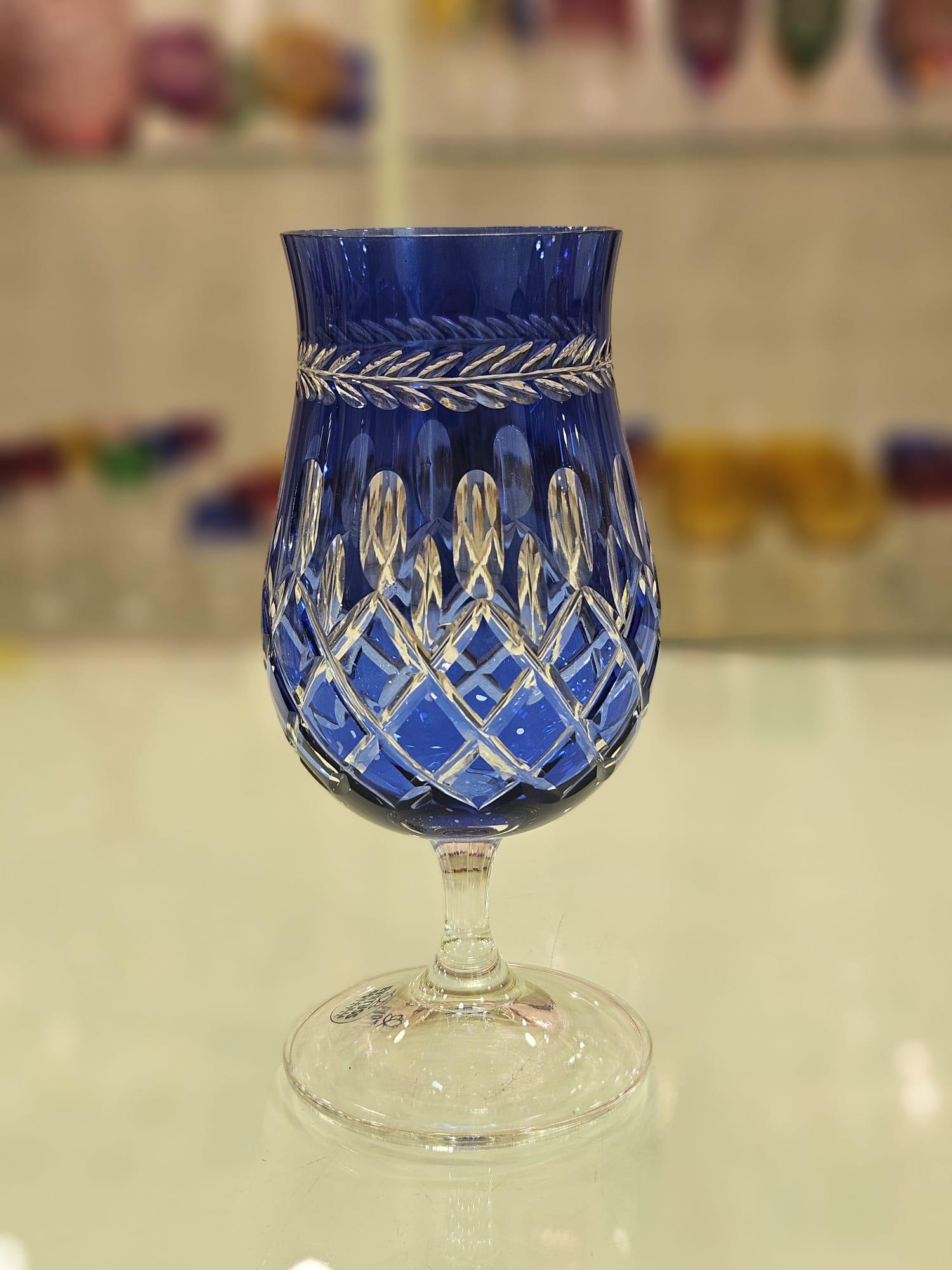 Vintage Hand-decorated Crystal Goblet Set: 6 Colorful Wine Glasses ...