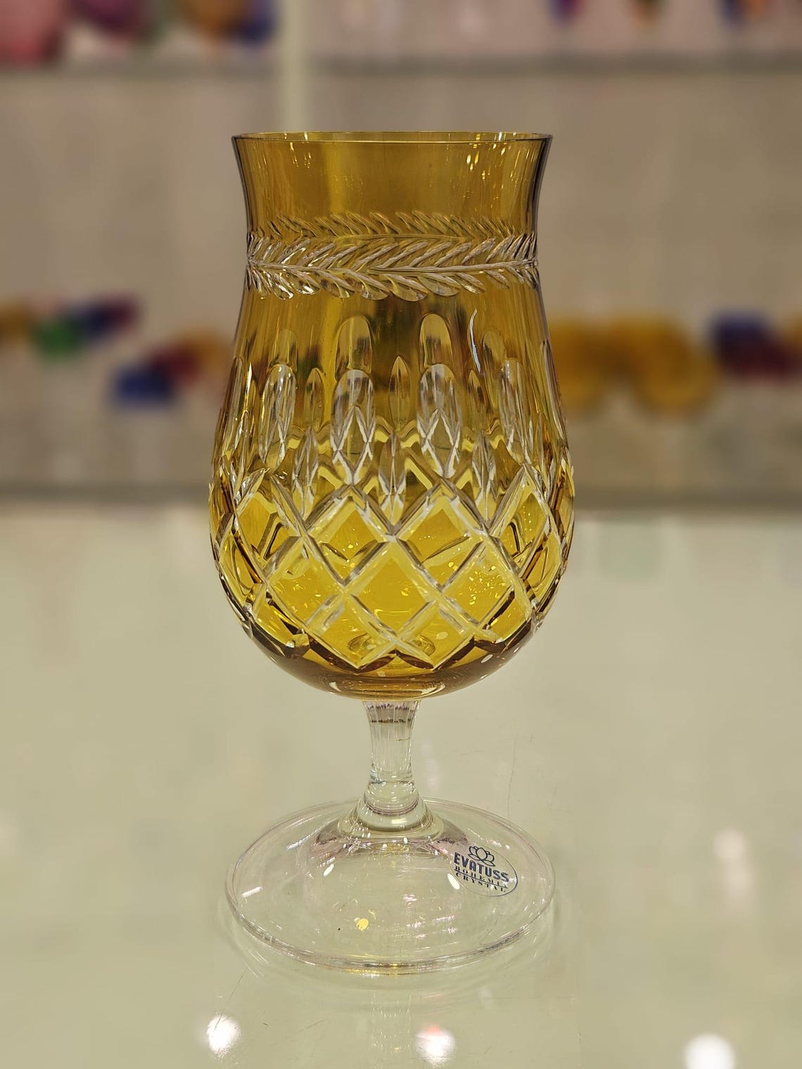Vintage Hand-decorated Crystal Goblet Set: 6 Colorful Wine Glasses ...