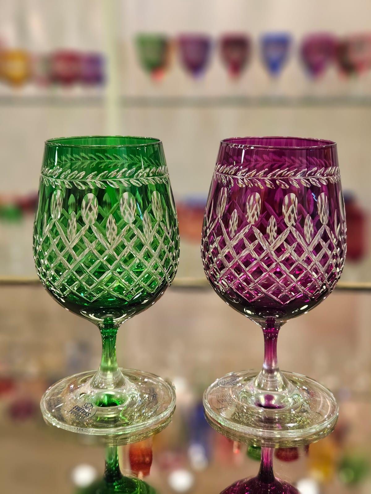 Vintage Multicolor Crystal Goblet Set - Handcrafted Elegant Glassware ...
