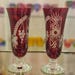 Vintage Bohemian Rona Crystal Wine Glass - Hand Painted Etched Red Cut ...