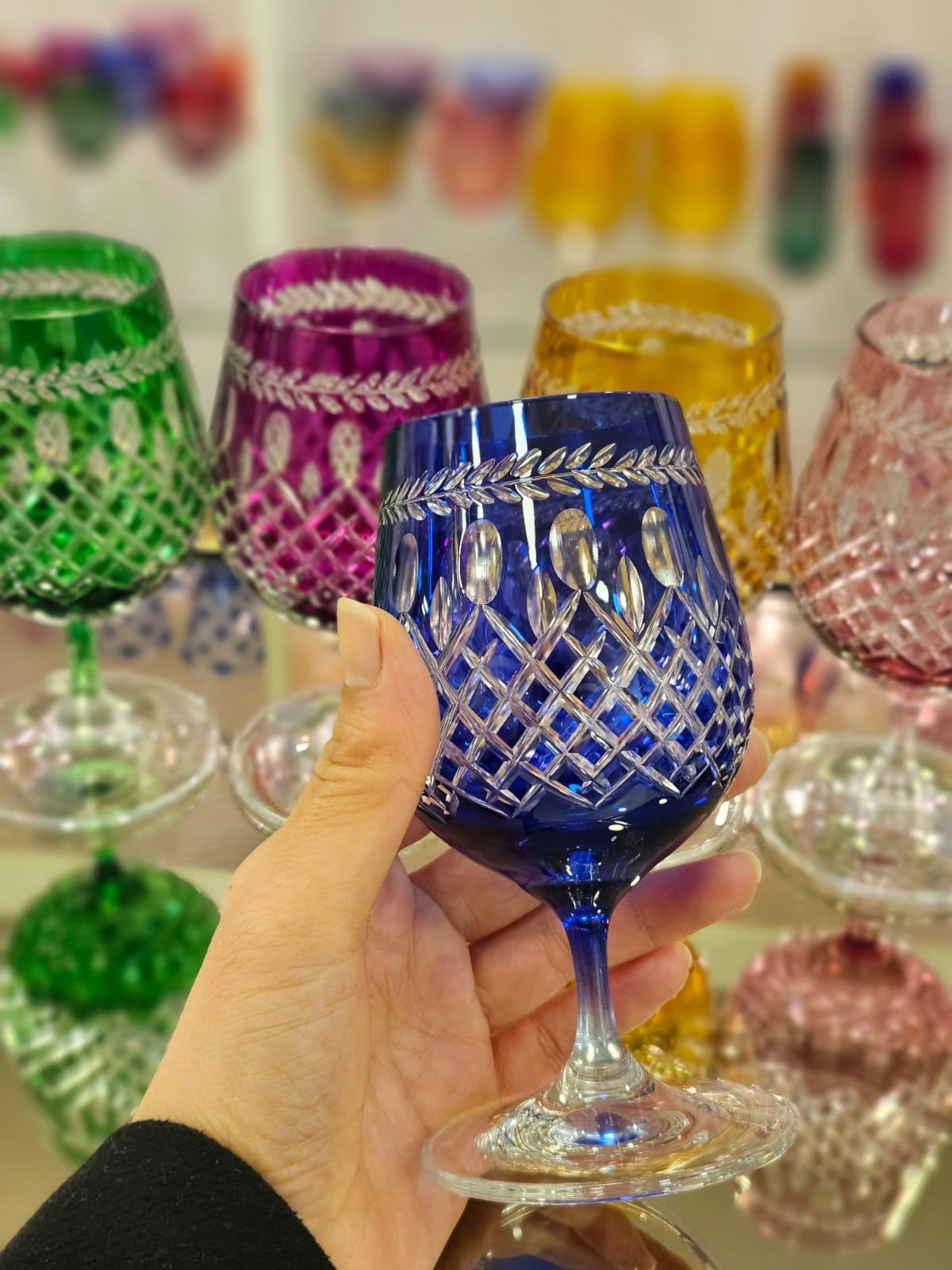 Vintage Multicolor Crystal Goblet Set - Handcrafted Elegant Glassware ...