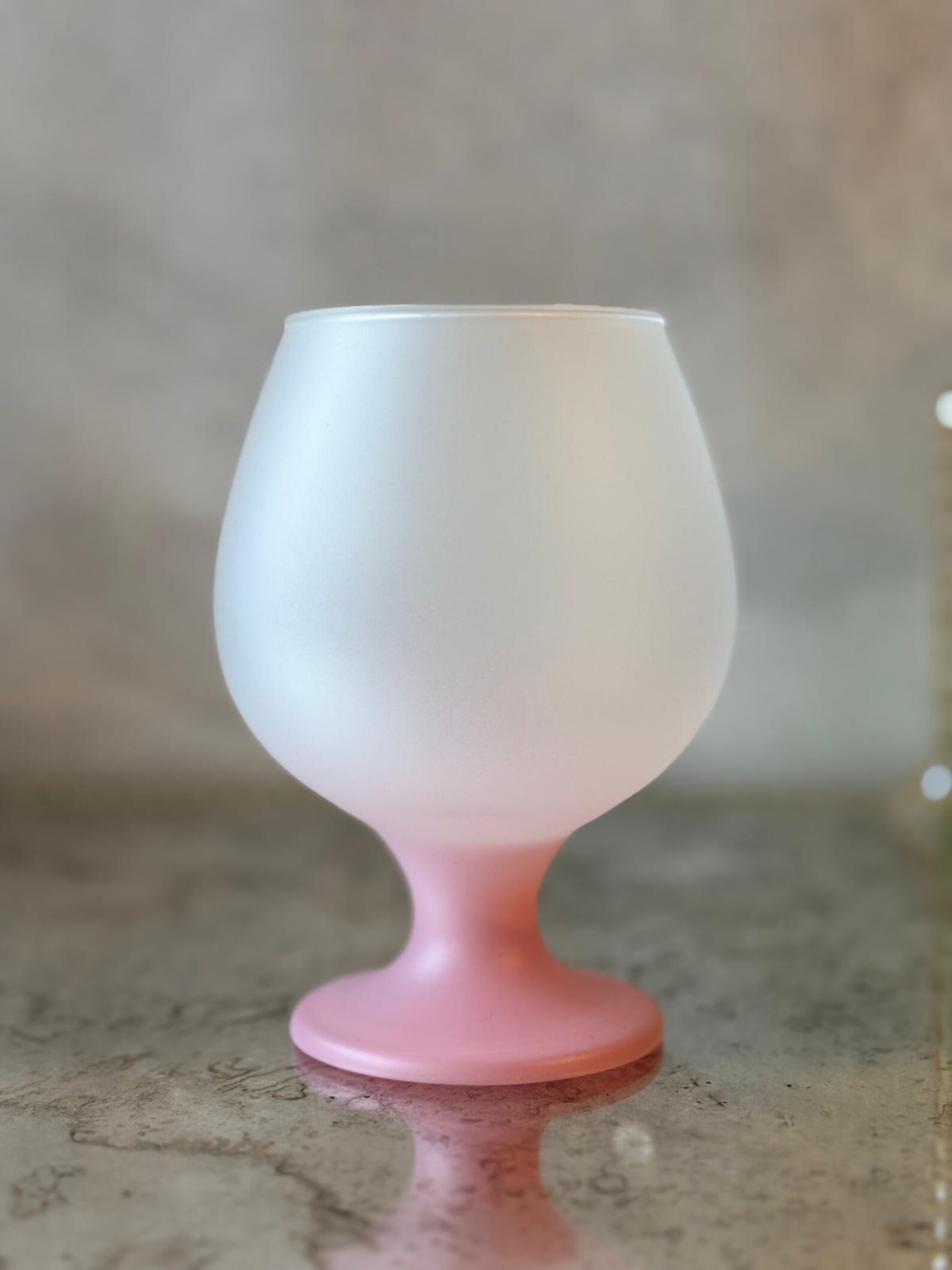 Handcrafted Frosted Glass Wine Goblet - 390ml Stemmed Pastel Colored ...