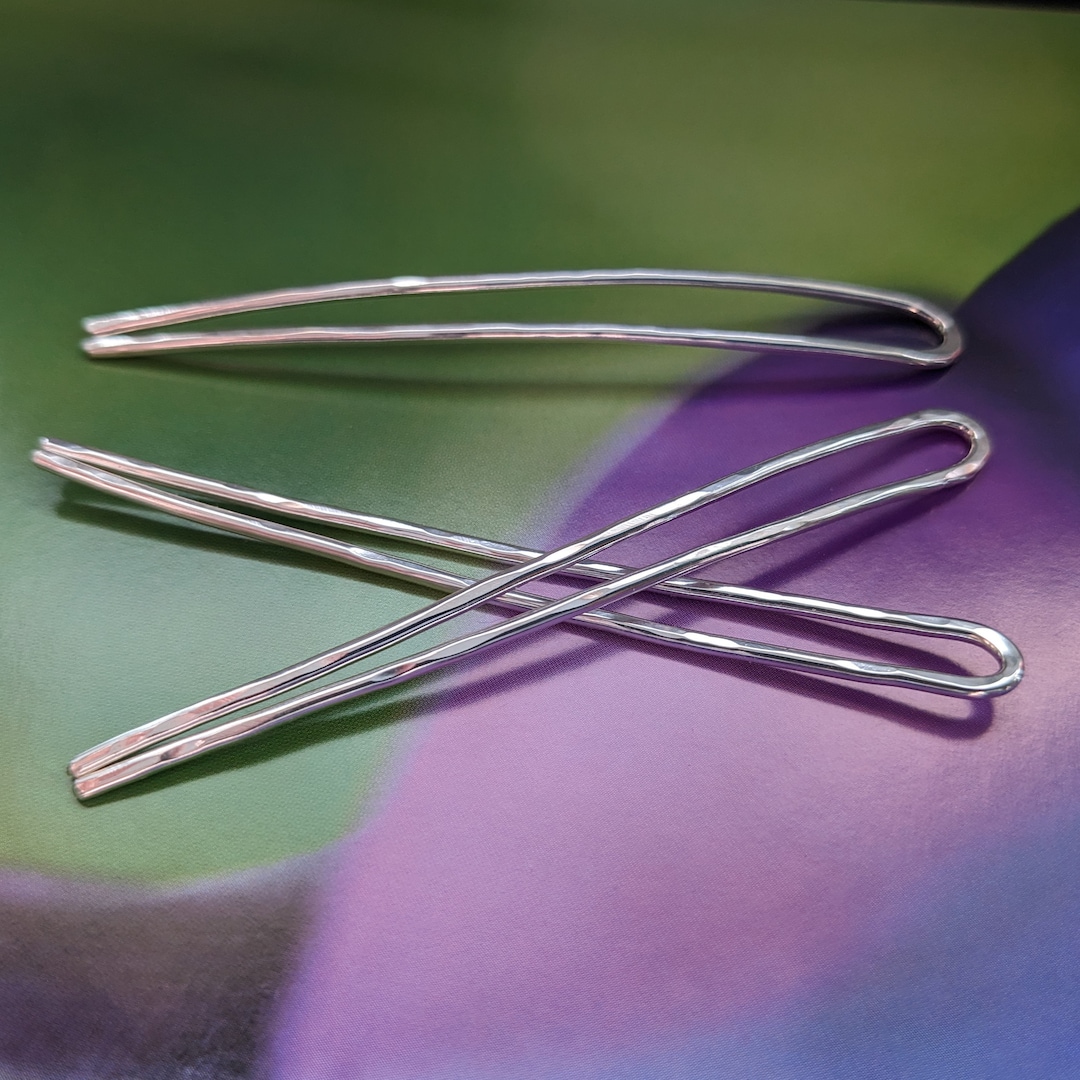 U Pins Straight Hairpins 3 Inch in 14g Sterling Silver (set of 3) - Etsy